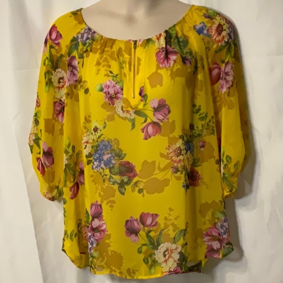 Pleione | Tops | Pleione Zip Front Sheer Chiffon Top | Poshmark